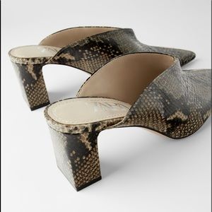 Zara | Shoes | Zara Animal Snakeskin Print High Heeled Mules New | Poshmark